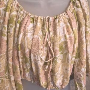 Rachel Zoe | Tops | Rachel Zoe Linen Blend Floral Bell Sleeve Cropped ...